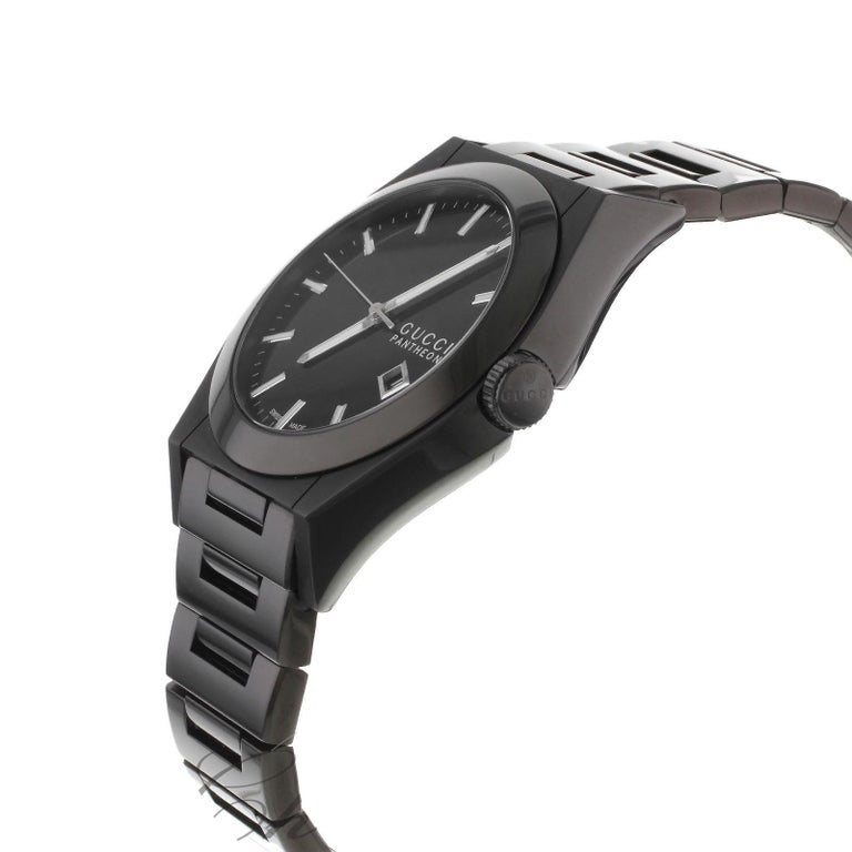 Gucci Pantheon 115 YA115244 Black Ion Plated Steel Quartz Men’s Watch ...