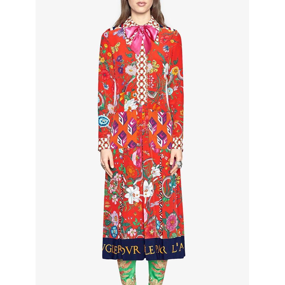 GUCCI Patch Work Print Silk Cocktail Dress IT 42 US 4-6 For Sale at ...