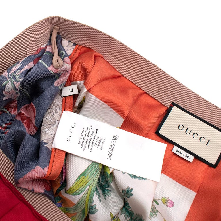 Gucci Patchwork Print Pleated Asymmetric Silk Skirt - US Size 6 For ...