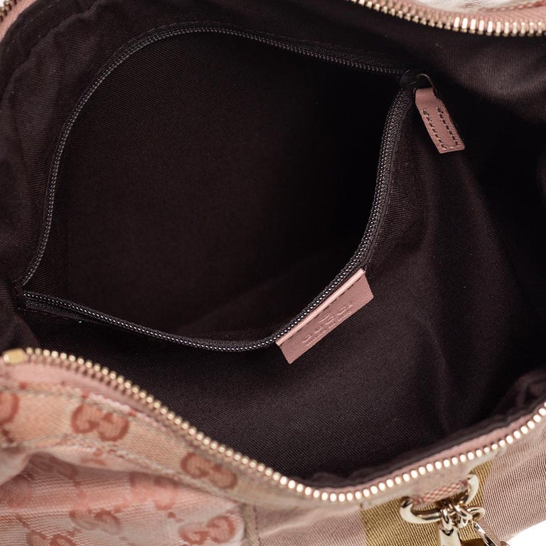 Gucci Peach GG Crystal Canvas Vintage Web Hobo at 1stDibs