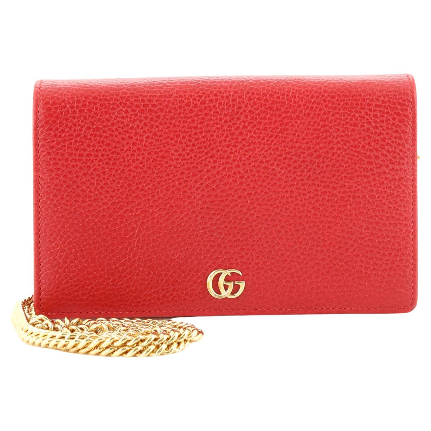 Vintage Gucci Satin XXS Red Mini Bag with Bamboo Handle and Gold Chain ...