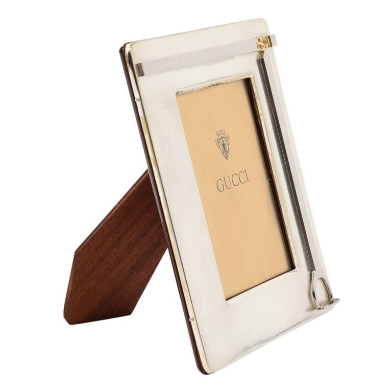 Gucci Stirrup Picture Frame, Silver Plate and Brass, Signed at 1stDibs