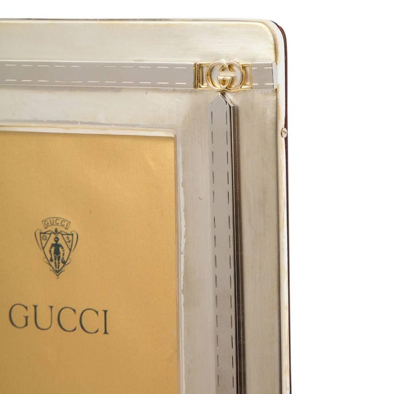 Gucci Stirrup Picture Frame, Silver Plate and Brass, Signed at 1stDibs