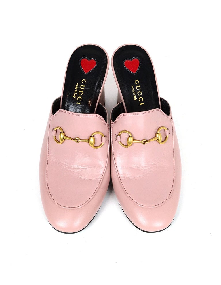 Gucci Pink Blush Leather Princetown Horsebit Heeled Mules sz 36 For ...