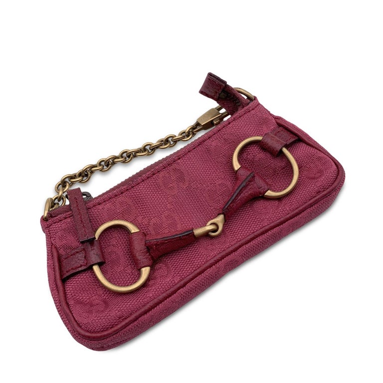 Gucci Pink Canvas Monogram Horsebit Tom Ford Era Coin Purse For Sale at ...