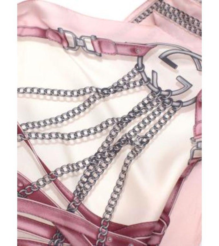 Gucci Pink Chain Print Halter Scarf Top For Sale at 1stDibs