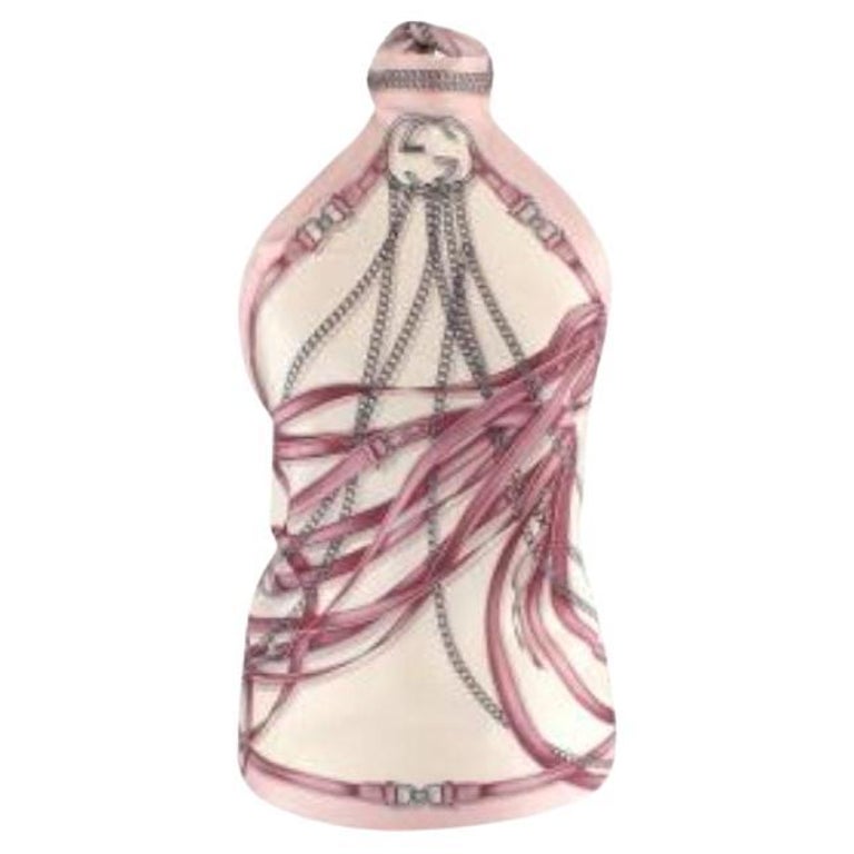 Gucci Pink Chain Print Halter Scarf Top For Sale at 1stDibs