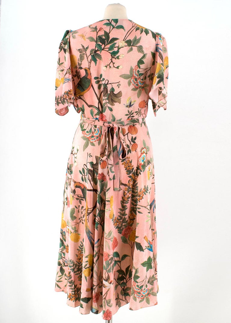 Gucci Pink Floral Print Silk Midi Dress IT 42 at 1stDibs | gucci pink ...