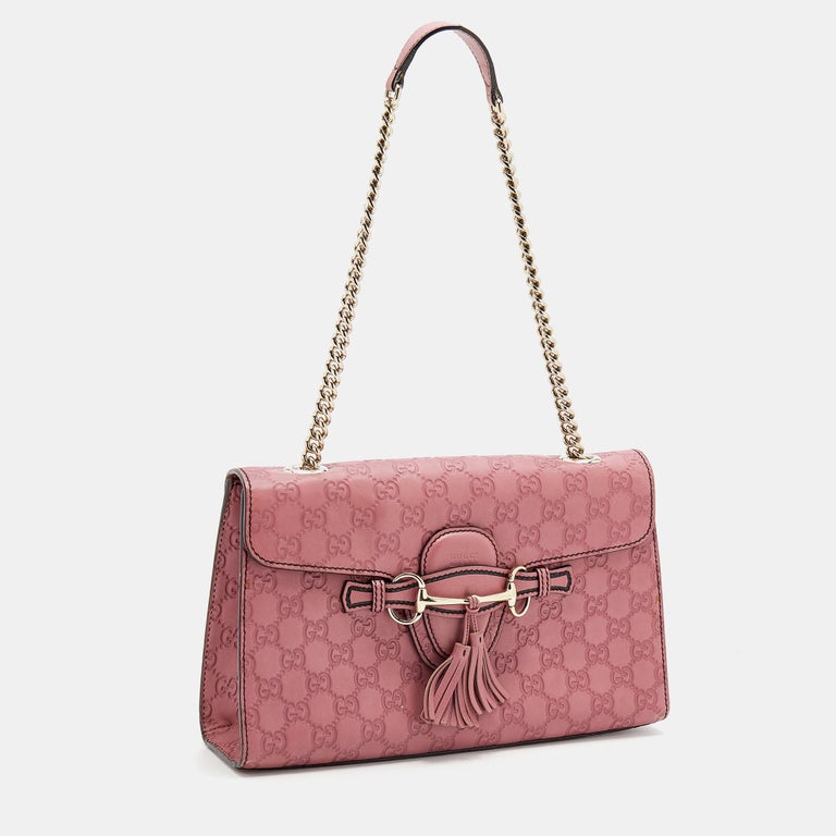 Gucci Pink Guccissima Leather Emily Chain Shoulder Bag For Sale at 1stDibs