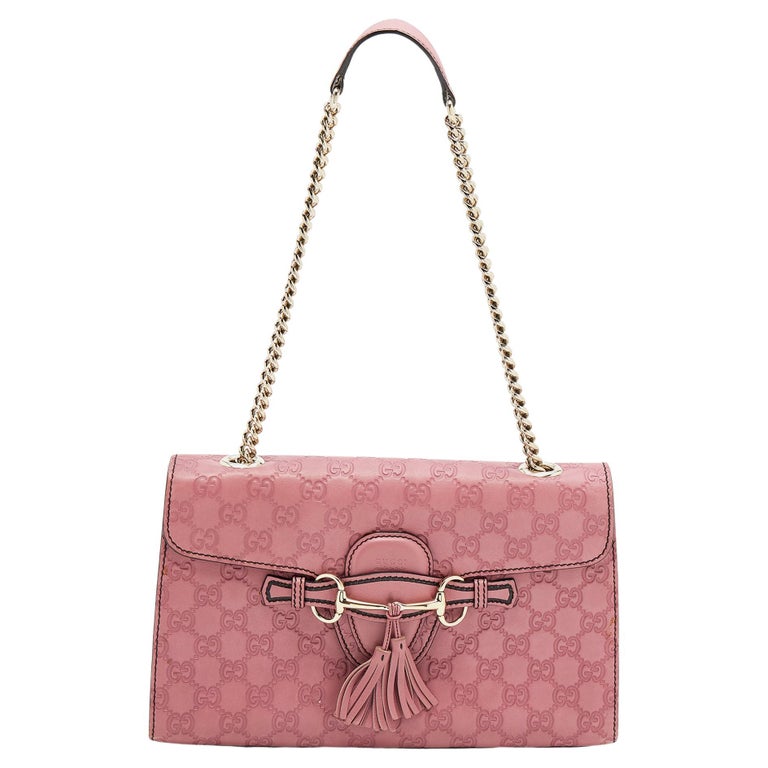 Gucci Pink Guccissima Leather Emily Chain Shoulder Bag For Sale at 1stDibs