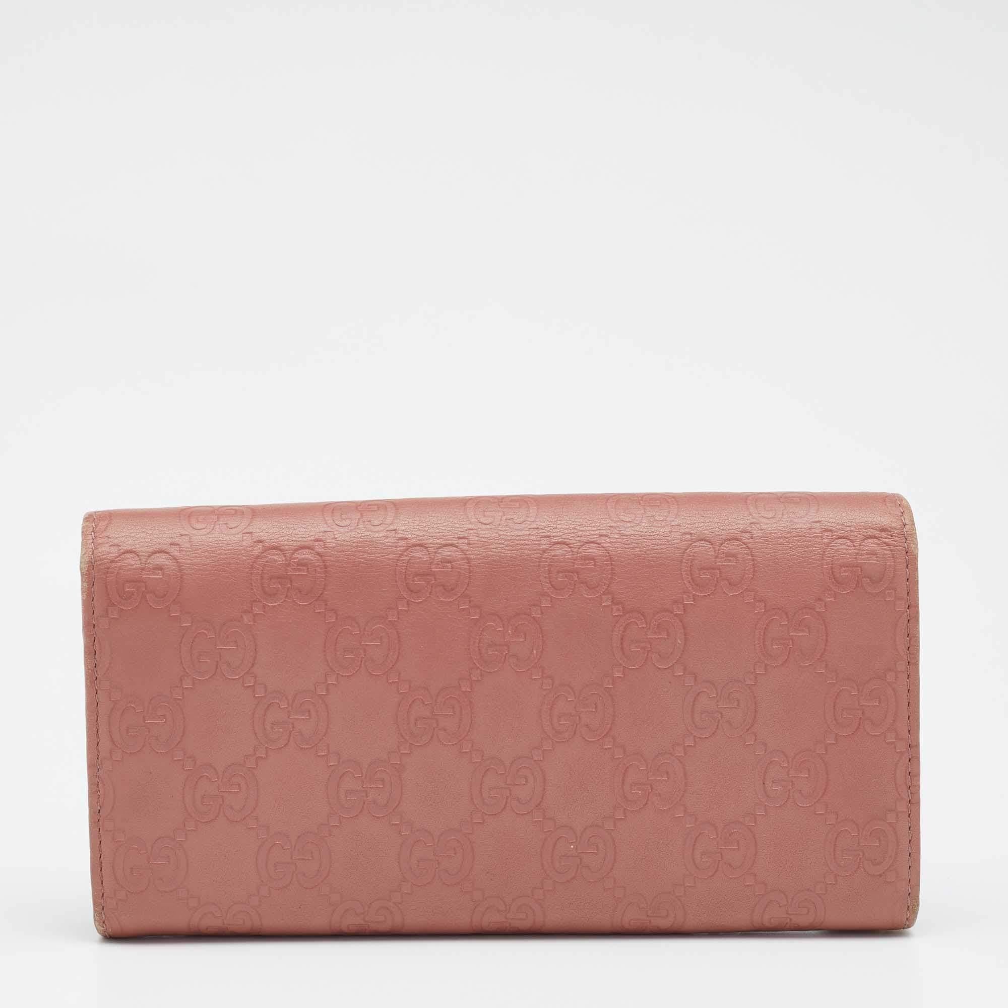 Gucci Pink Guccissima Leather Interlocking G Continental Wallet For ...