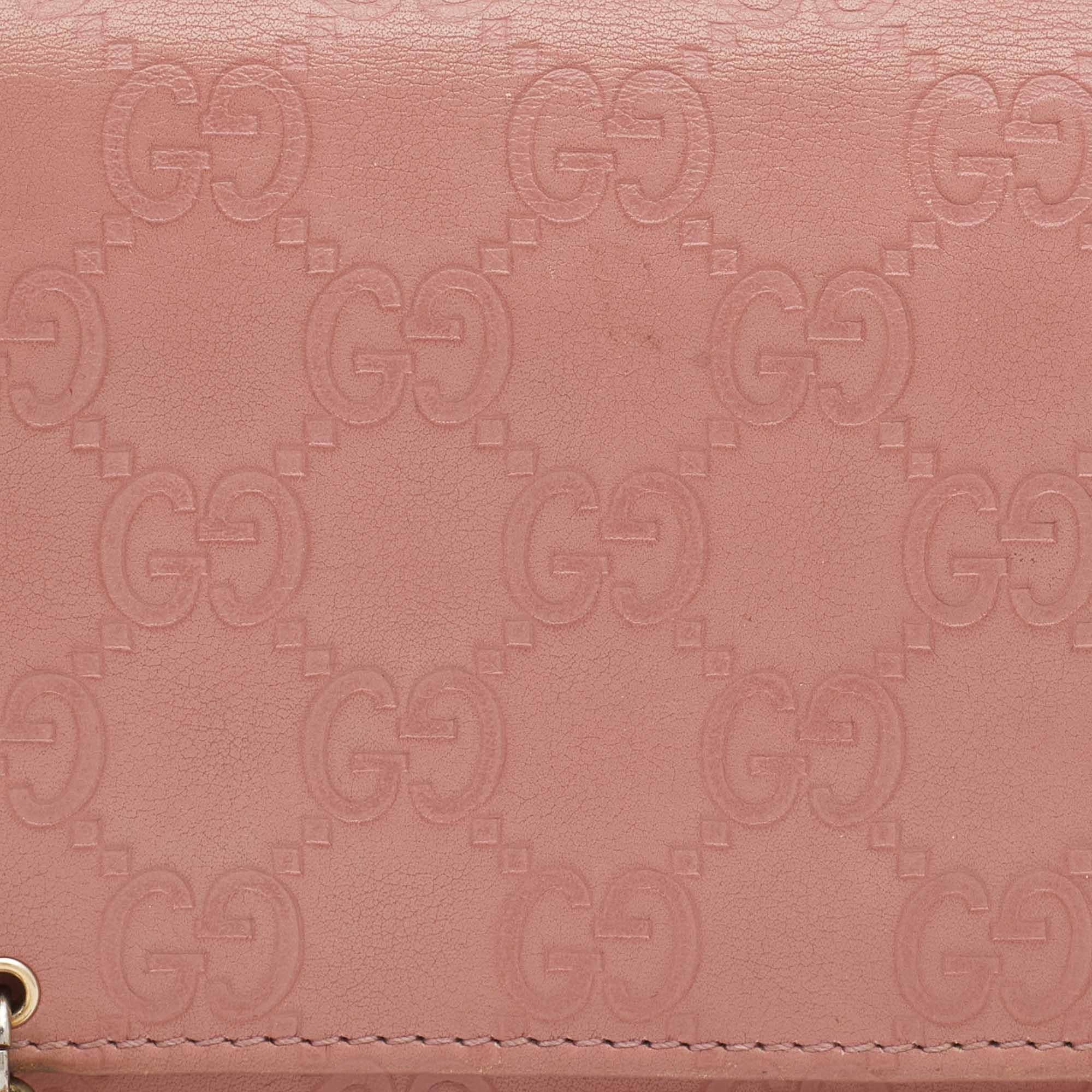 Gucci Pink Guccissima Leather Interlocking G Continental Wallet For ...