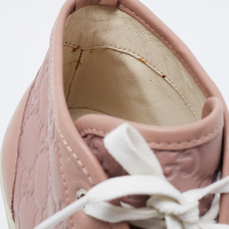 Gucci Pink Guccissima Leather Lace High Top Sneakers Size 37 For Sale ...