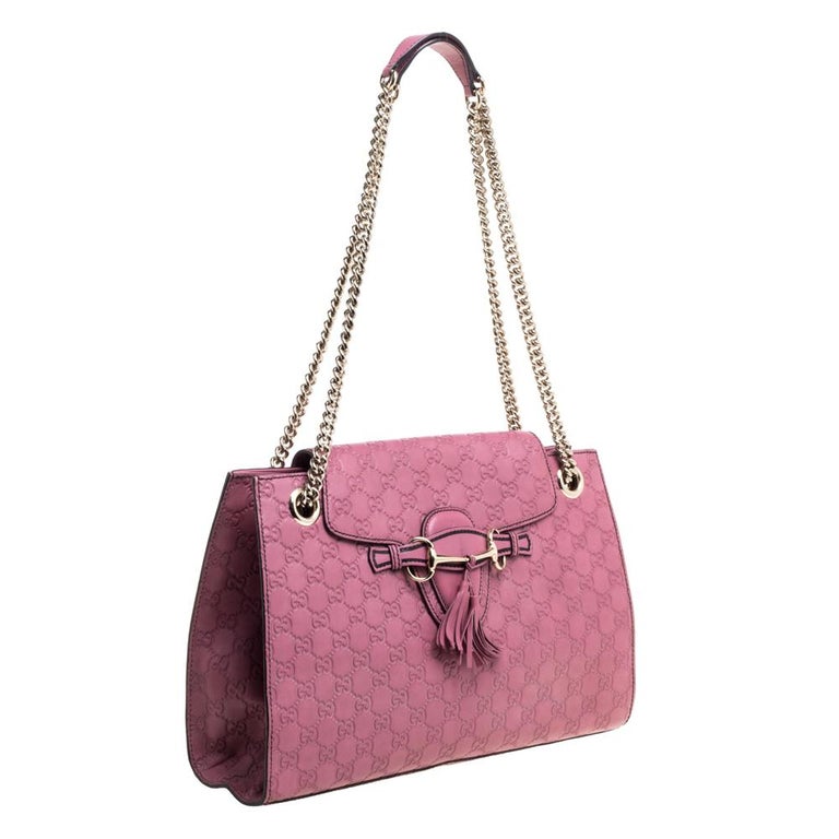 Gucci Pink Guccissima Leather Large Emily Chain Shoulder Bag at 1stDibs