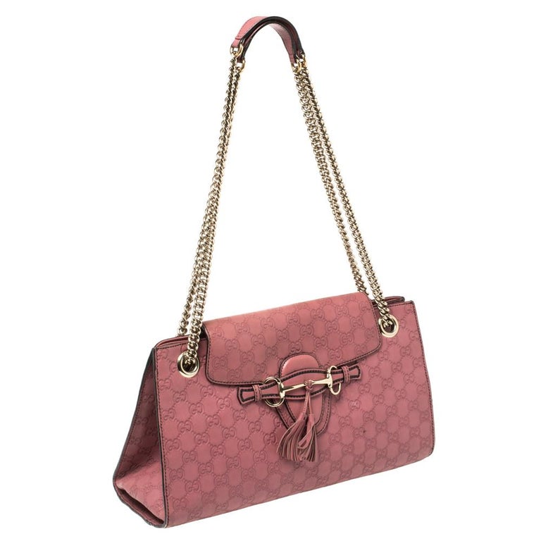 Gucci Pink Guccissima Leather Large Emily Chain Shoulder Bag at 1stDibs