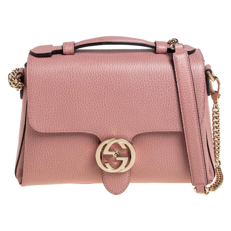Gucci Pink Leather Dollar Interlocking GG Shoulder Bag at 1stDibs