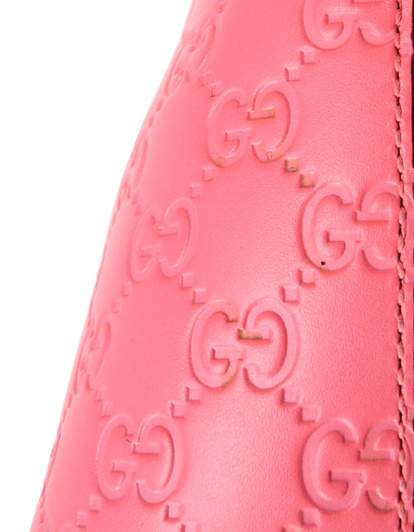 Gucci Pink Leather GG Monogram Guccissima Signature Zip Tote Bag W ...