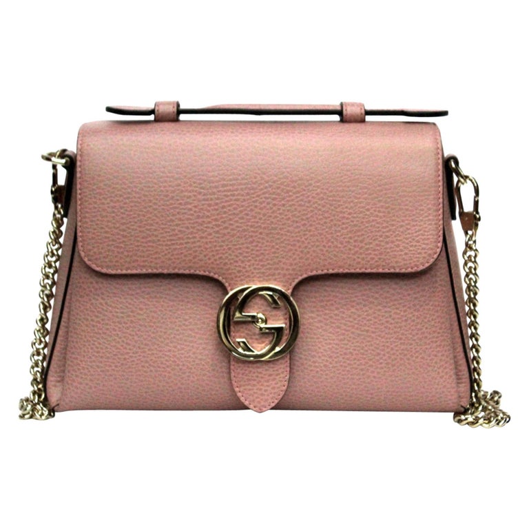 Gucci Pink Leather Interlocking Bag at 1stDibs