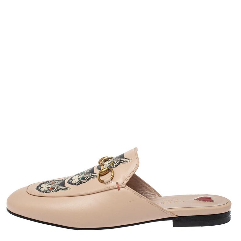 Gucci Pink Leather Mystic Cat Princetown Mules Size 37 at 1stDibs ...