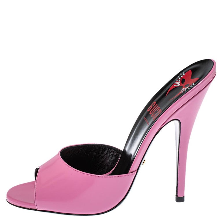 Gucci Pink Leather Scarlet Slide Sandals Size 39 at 1stDibs
