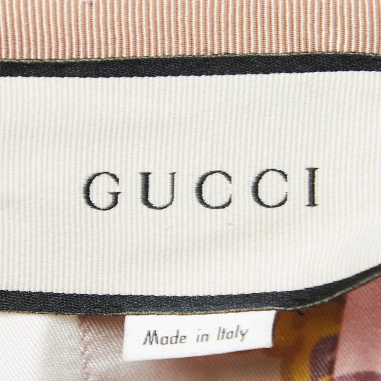 Gucci Pink Marmont GG Doubloon Harness Print Silk Pleated Skirt M For ...