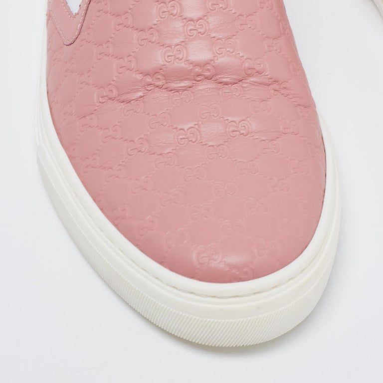 Gucci Pink Micro Guccissima Leather Slip-On Sneakers Size 37.5 For Sale ...