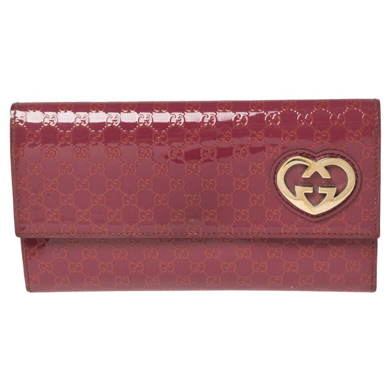 Gucci Pink Microguccissima Patent Leather Lovely Heart Continental ...