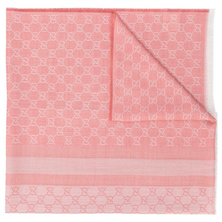 Gucci Pink Monogram Print Scarf at 1stDibs