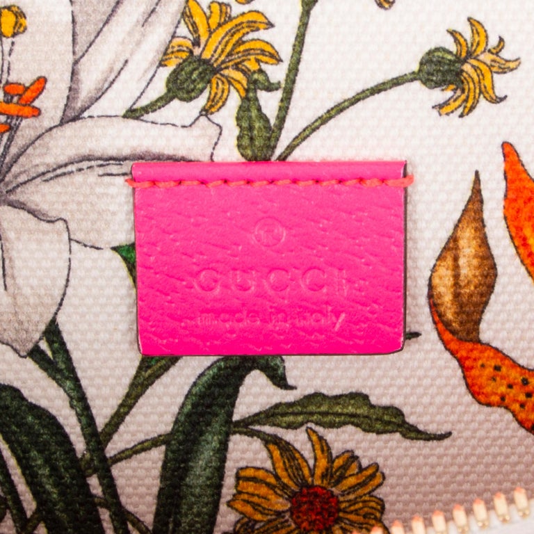 GUCCI pink NEON FLORA MEDIUM Tote Bag at 1stDibs | neon gucci bag, neon ...