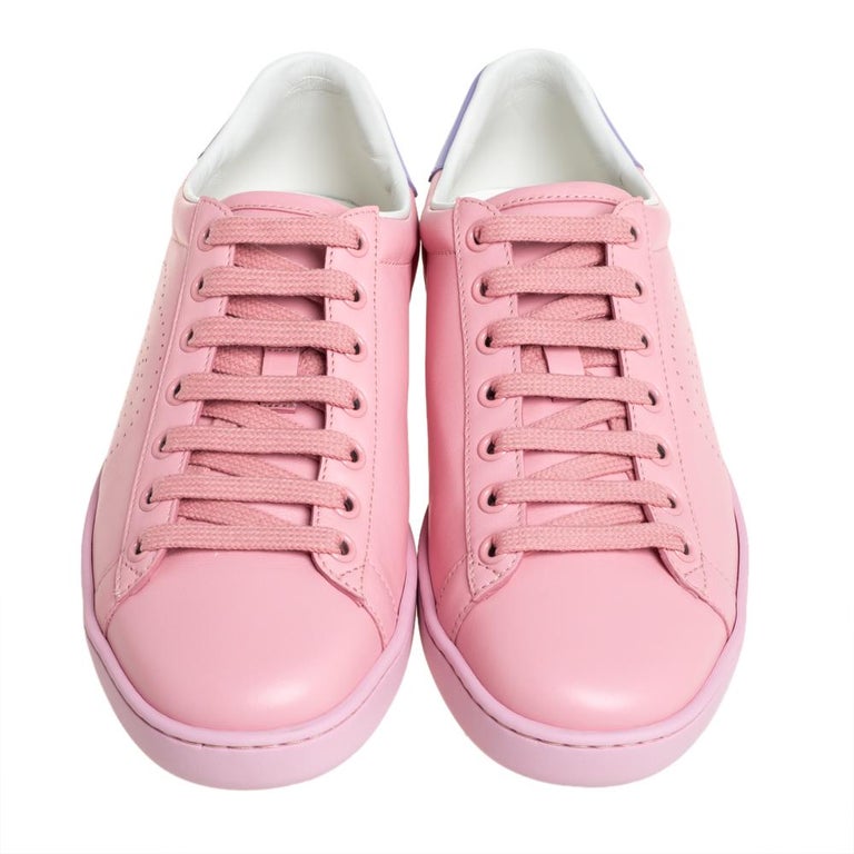 Gucci Pink/Purple Leather New Ace Sneakers Size 37 at 1stDibs | pink ...