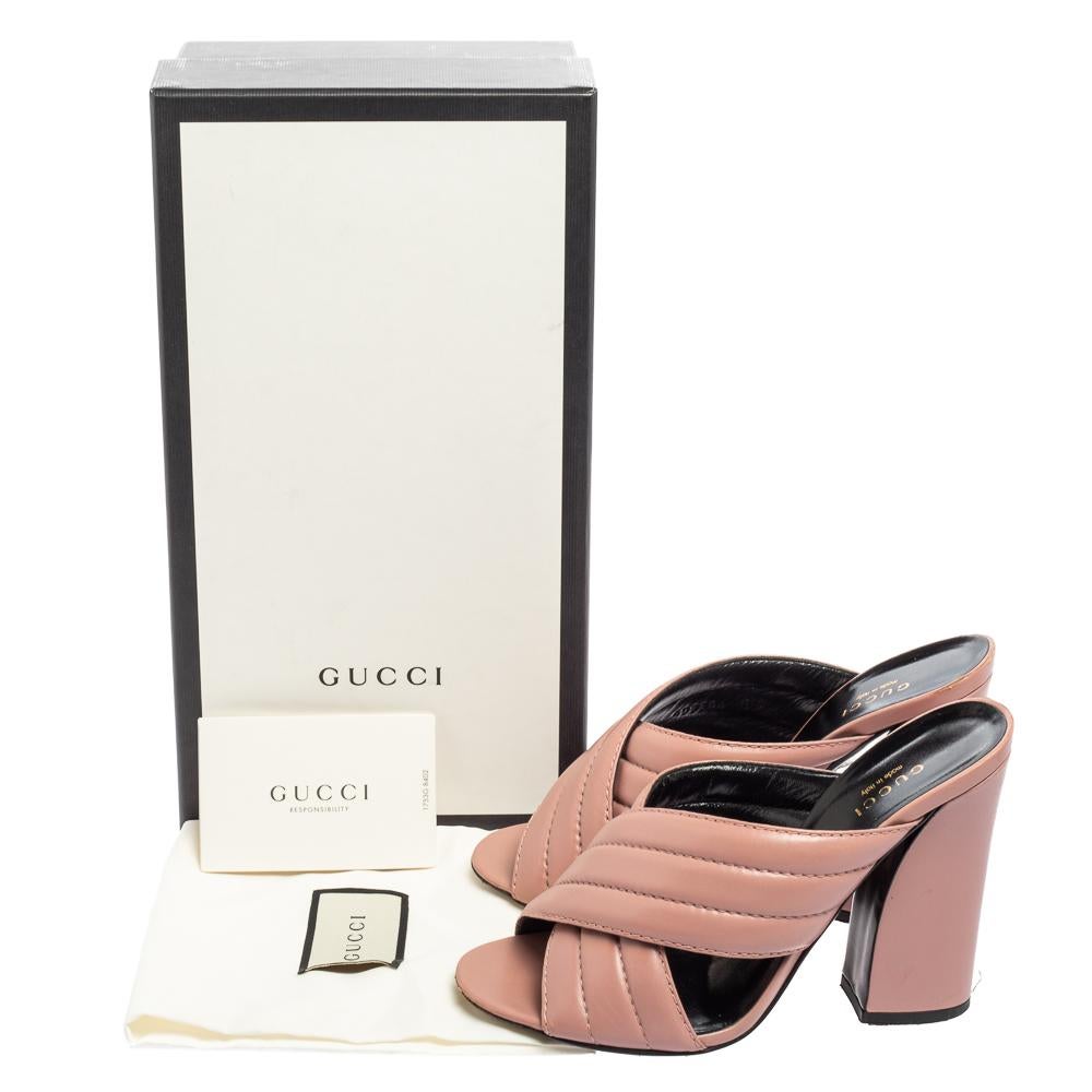 Gucci Pink Quilted Leather Criss Cross Slide Sandals Size 38 at 1stDibs