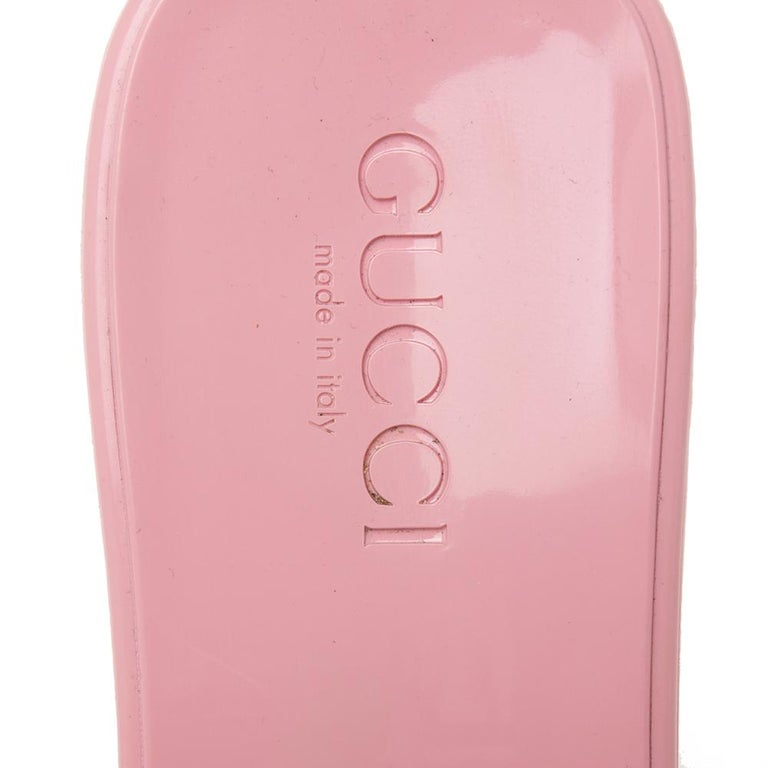 Gucci Pink Rubber Platform Slide Sandals Size 38 at 1stDibs