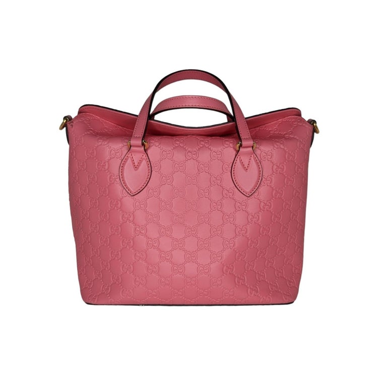 Gucci Pink Signature Guccissima Leather Top Handle Bag For Sale at 1stDibs