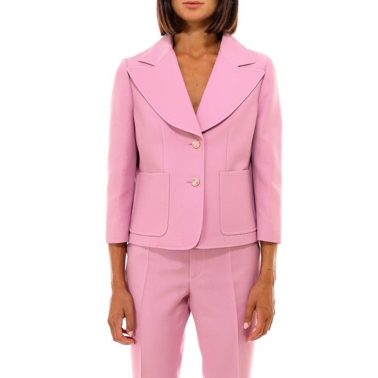 Gucci Pink Silk and Wool Blazer Jacket IT40 For Sale at 1stDibs