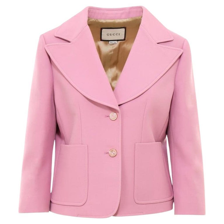 Gucci Pink Silk and Wool Blazer Jacket IT40 For Sale at 1stDibs