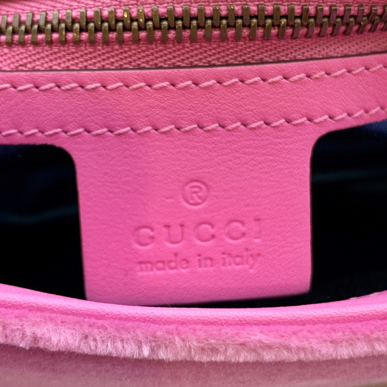 Gucci Pink Velvet Matelassè Marmont Crystal Embellished Shoulder Bag ...