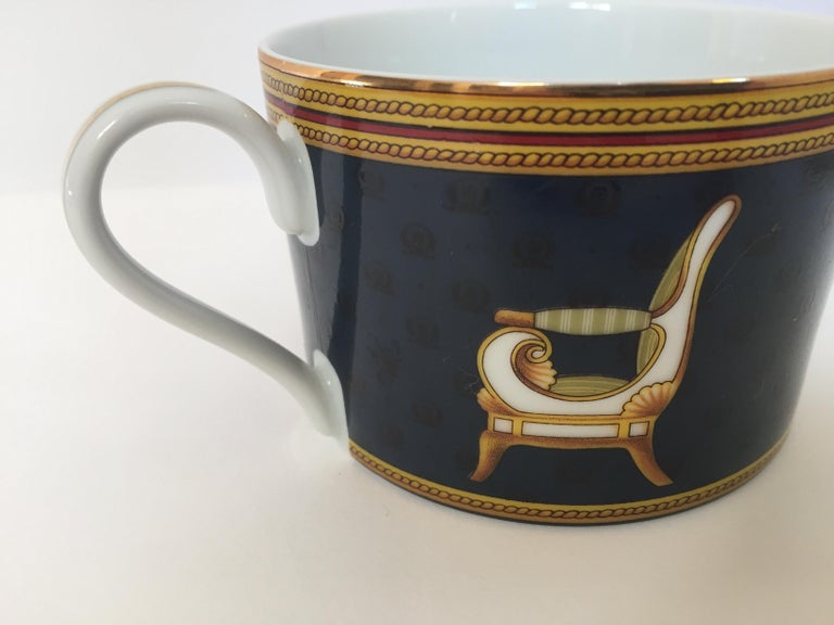 Gucci Porcelain Tea Cups and Saucers Set of 2 For Sale at 1stdibs