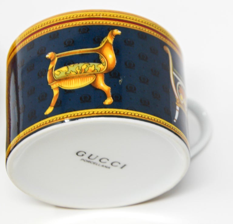 Gucci Porcelain Tea Cups and Saucers Set of 2 at 1stDibs