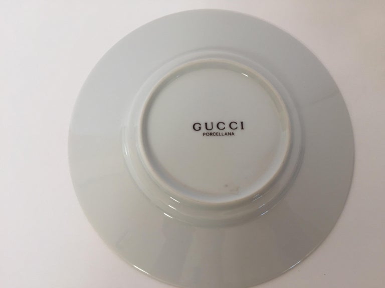 Gucci Porcelain Tea Cups and Saucers Set of 2 For Sale at 1stdibs