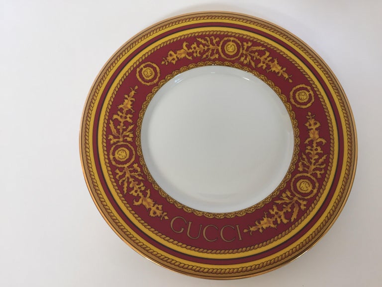 Gucci Porcelain Tea Cups and Saucers Set of 2 For Sale at 1stdibs