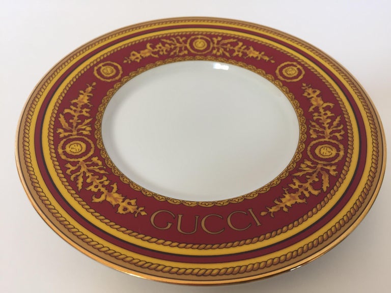 Gucci Porcelain Tea Cups and Saucers Set of 2 For Sale at 1stdibs