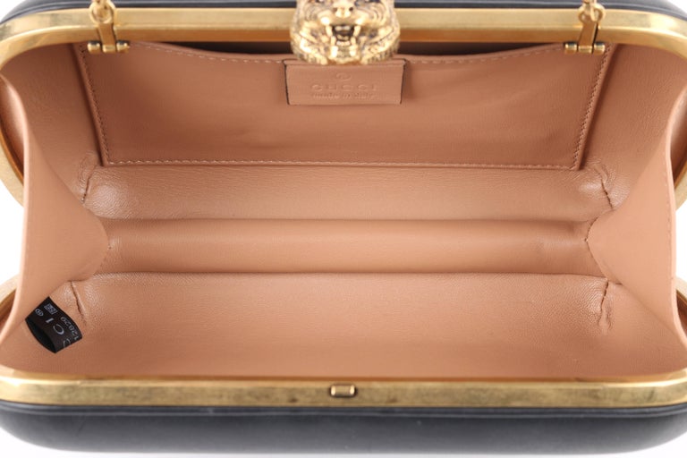 GUCCI Pre-Fall 2016 "Animalier Broadway" Black Leather Tiger Head Box ...