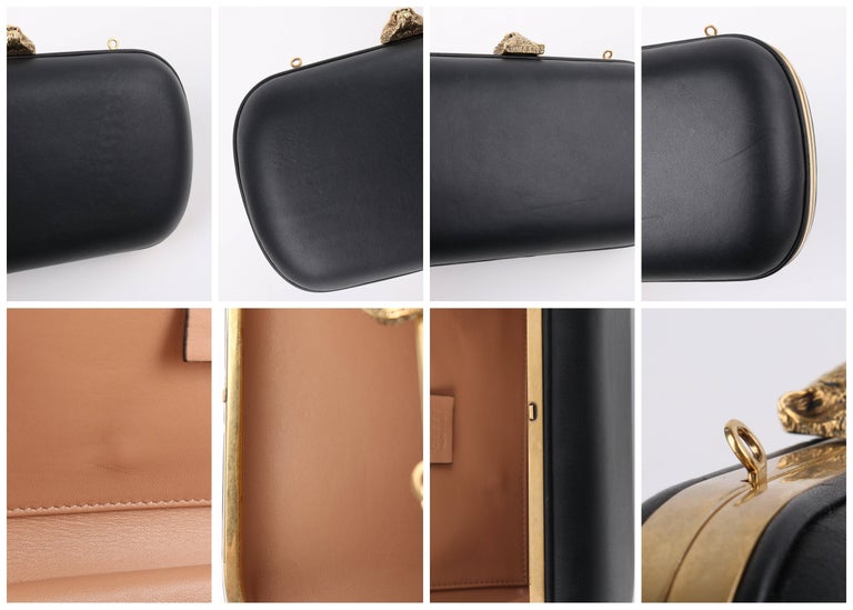 GUCCI Pre-Fall 2016 "Animalier Broadway" Black Leather Tiger Head Box ...