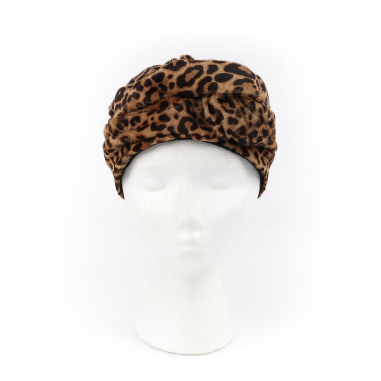 GUCCI Pre-Fall 2016 Black Brown Leopard Print Leather Twisted Turban ...
