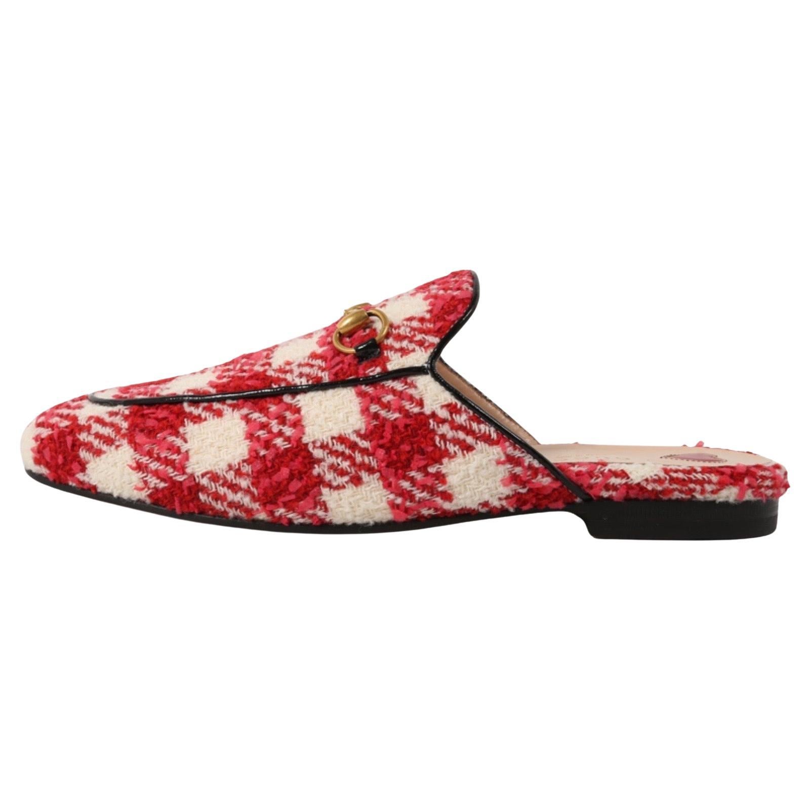 GUCCI PRINCETOWN CHECK Mules at 1stDibs