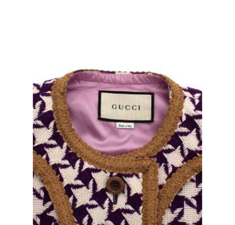Gucci Purple Houndstooth Longline Sleeveless Jacket For Sale at 1stDibs