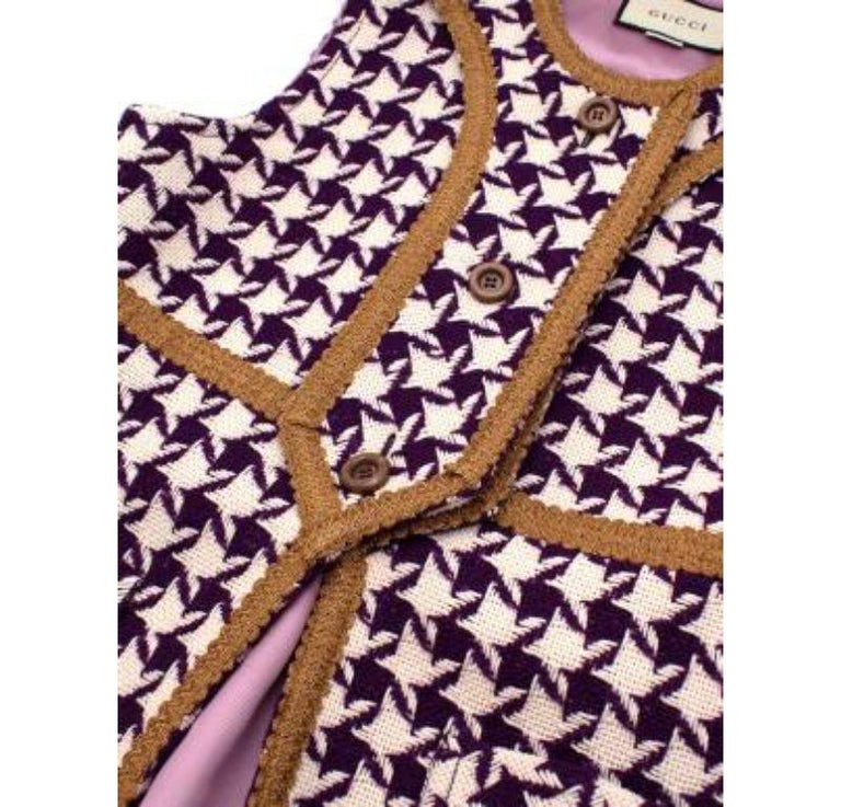 Gucci Purple Houndstooth Longline Sleeveless Jacket For Sale at 1stDibs