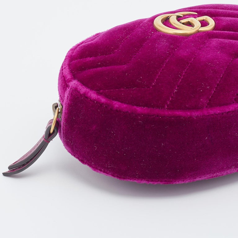 Gucci Purple Matelassé Velvet GG Marmont Belt Bag For Sale at 1stDibs