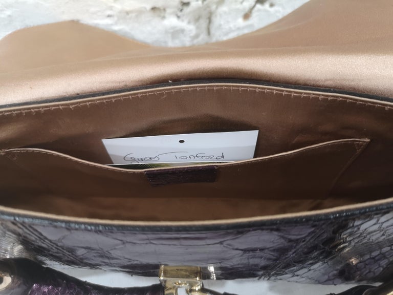 Gucci purple python horsebit bamboo shoulder bag For Sale at 1stDibs