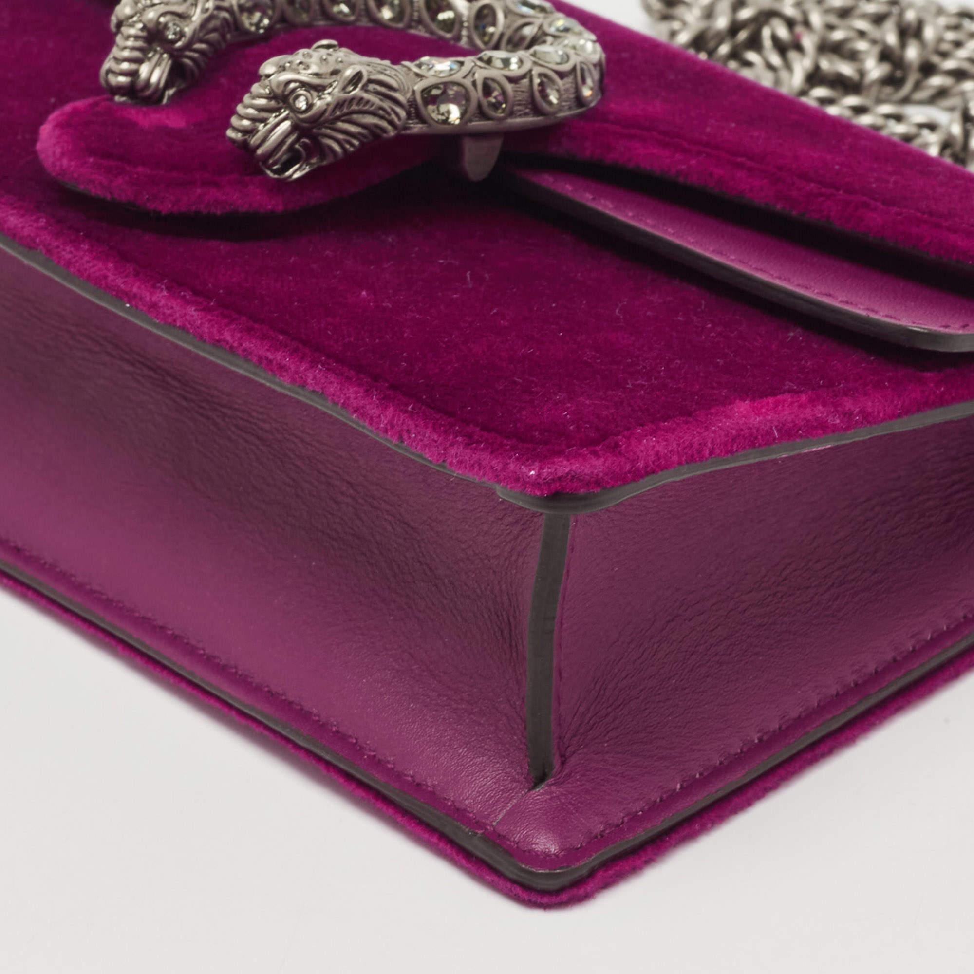 Gucci Purple Velvet And Leather Super Mini Dionysus Shoulder Bag For ...